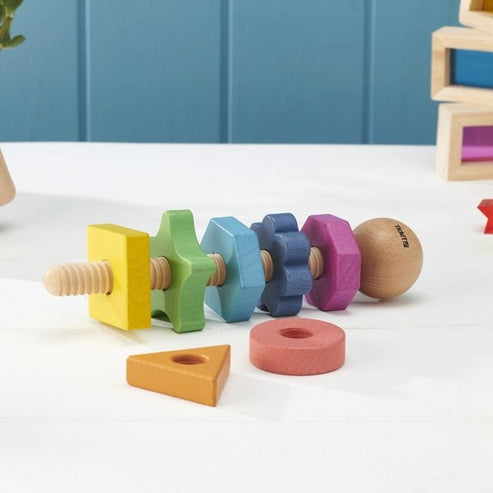 Rainbow Wooden Shape Twister – Out The Box Baby Gifts